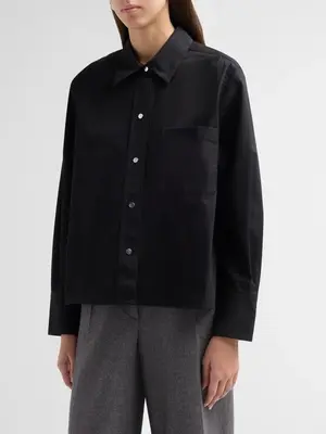 Vince Cotton Snap-front Shirt - Black