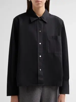 Vince Cotton Snap-front Shirt - Black