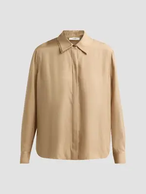 Vince Double Collar Silk-blend Shirt - Oak Buff