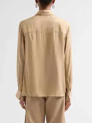 Vince Double Collar Silk-blend Shirt - Oak Buff