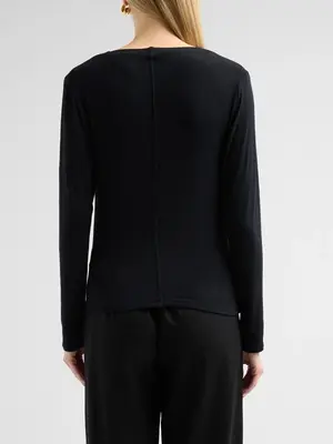 Vince Long-sleeve Cowlneck Top - Black
