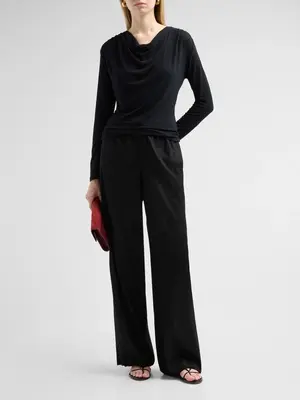 Vince Long-sleeve Cowlneck Top - Black