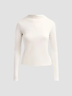 Vince Tie-detail Fitted Jersey Top - Ivory