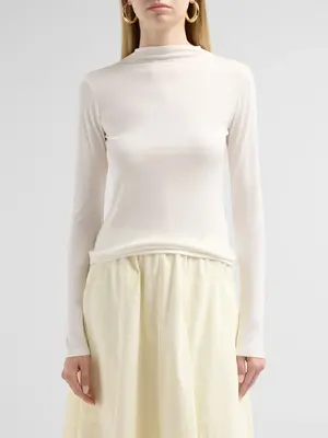 Vince Tie-detail Fitted Jersey Top - Ivory