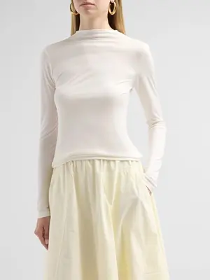 Vince Tie-detail Fitted Jersey Top - Ivory