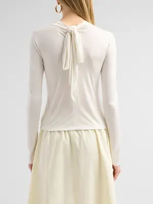 Vince Tie-detail Fitted Jersey Top - Ivory