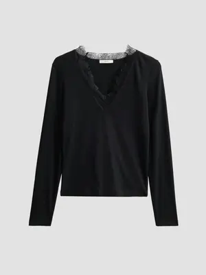 Vince Lace-trimmed Long-sleeve Top