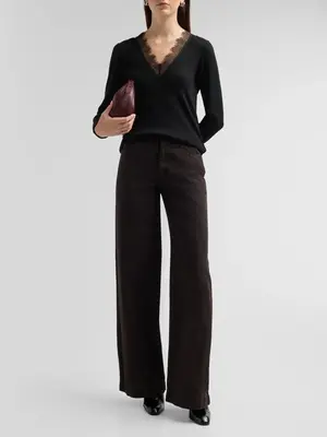 Vince Lace-trimmed Long-sleeve Top