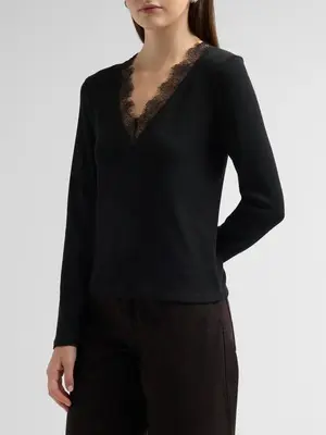 Vince Lace-trimmed Long-sleeve Top