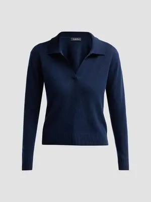 SAKS FIFTH AVENUE Basic Cashmere Polo Sweater - Navy