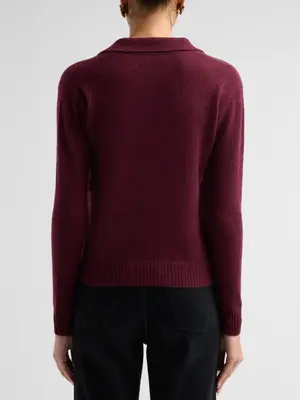 SAKS FIFTH AVENUE Basic Cashmere Polo Sweater - Wine