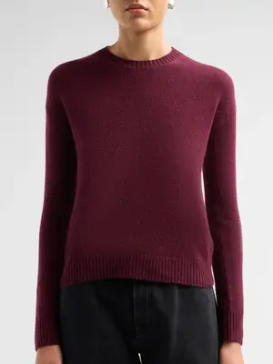 SAKS FIFTH AVENUE Basic Cashmere Easy Crewneck Sweater - Wine