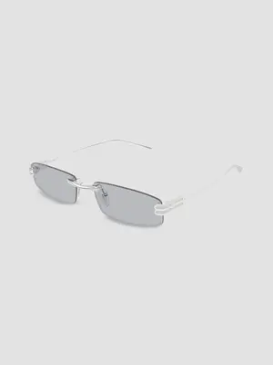 Balenciaga Everyday Bb0488s Gossip 57mm Rimless Rectangular Sunglasses - Silver