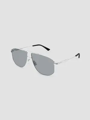 Bottega Veneta Ribbon Bv1509s Snap Ribbon 59mm Metal Navigator Sunglasses - Silver