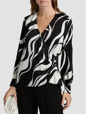 Elie Tahari The Estelle Abstract Print Silk-blend Top