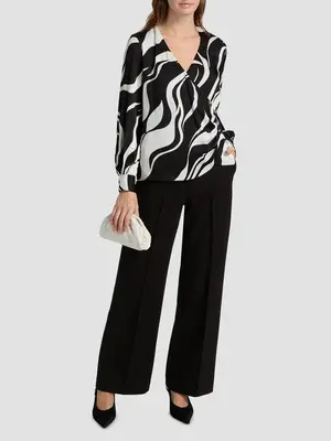 Elie Tahari The Estelle Abstract Print Silk-blend Top