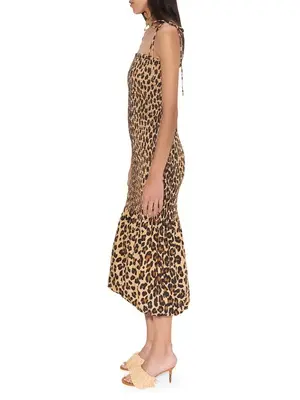 SIMONMILLER Canto Print Smocked Poplin Midi-dress