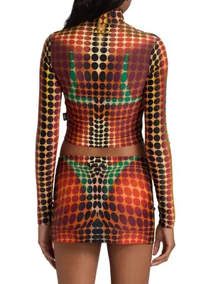 JEAN PAUL GAULTIER Dot-print Long-sleeve Crop Top