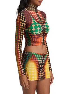 JEAN PAUL GAULTIER Dot-print Long-sleeve Crop Top