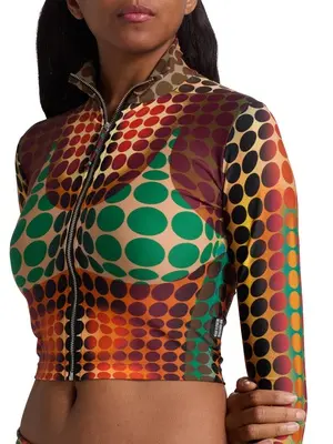 JEAN PAUL GAULTIER Dot-print Long-sleeve Crop Top