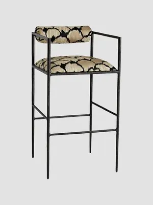 ARTERIORS Barbana Linen-blend Upholstered Iron Bar Stool