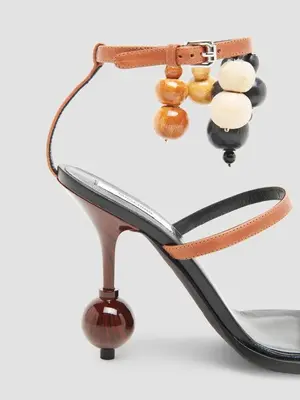 Moschino 100mm Beaded Leather Sandals