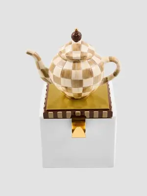 MACKENZIE-CHILDS Merry Christmas Check Teapot Stocking Holder