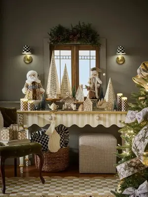 MACKENZIE-CHILDS Merry Christmas Check Teapot Stocking Holder