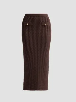 TOCCIN Milla Textured Sheath Midi Skirt - Espresso