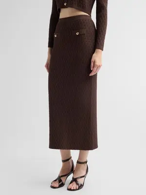 TOCCIN Milla Textured Sheath Midi Skirt - Espresso