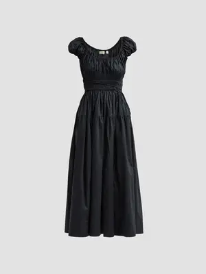 DÔEN Quinelle Cotton Gathered Midi Dress