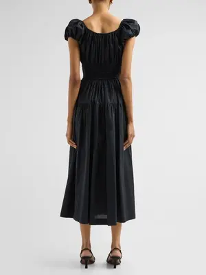DÔEN Quinelle Cotton Gathered Midi Dress