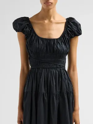 DÔEN Quinelle Cotton Gathered Midi Dress