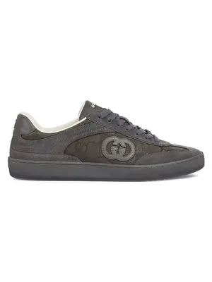 Gucci G74 Logo Canvas & Suede Sneakers