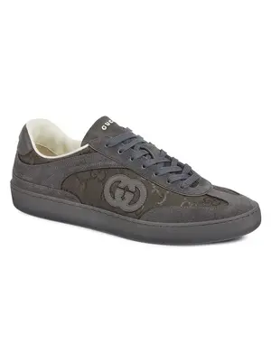 Gucci G74 Logo Canvas & Suede Sneakers