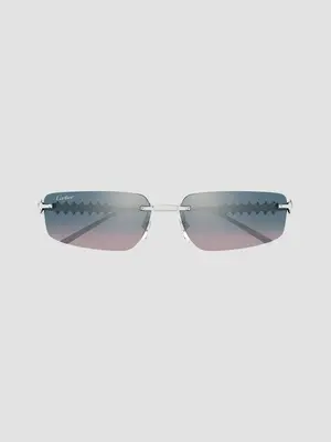 Cartier Clash De Ct0544s Rimless Rectangular Sunglasses - Silver