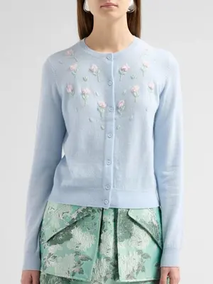 AKNVAS Siena Floral Wool-blend Cardigan