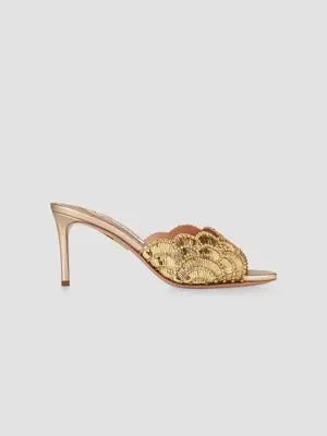 AQUAZZURA Ce Soir 75mm Leather Mules - Light Copper