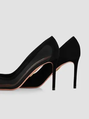 AQUAZZURA Studio 85mm Suede & Mesh Pumps