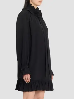 Chloé Ruffle Silk Crepe Minidress