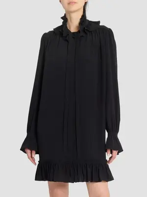 Chloé Ruffle Silk Crepe Minidress