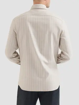 Brunello Cucinelli Lyocell And Cotton Chalk Stripe Flannel Shirt
