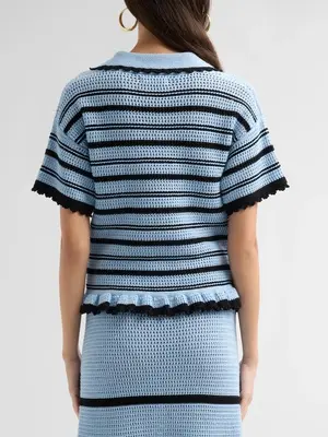 Ulla Johnson Remi Striped Cotton Knit Polo Shirt