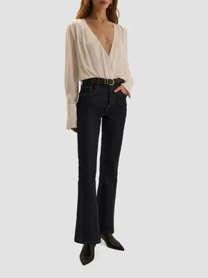 FAVORITE DAUGHTER The Stripe Jacquard Date Blouse Bodysuit