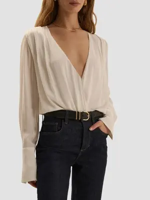 FAVORITE DAUGHTER The Stripe Jacquard Date Blouse Bodysuit