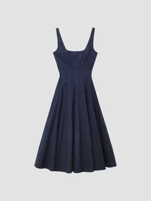 Staud Wells Midi Dress Navy