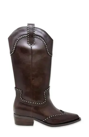 SHU SHOP Ventura Faux Leather Western Boot - Brown