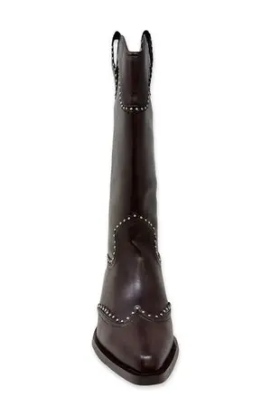 SHU SHOP Ventura Faux Leather Western Boot - Brown
