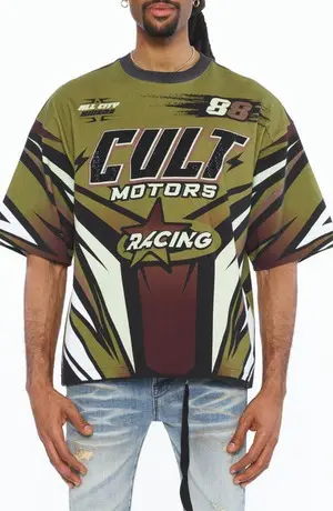 CULT OF INDIVIDUALITY Boxy Oversized Racing Graphic Top - Multi