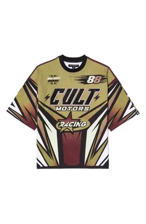 CULT OF INDIVIDUALITY Boxy Oversized Racing Graphic Top
